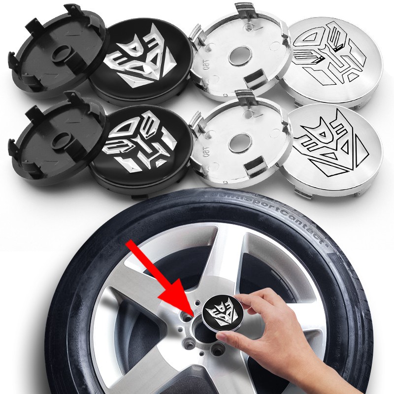 2021 New 4PCS 60mm wheel hub caps styling Transformers- logo sticker ...