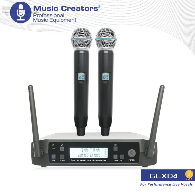 Top quality GLXD4 wireless microphone system mic for karaoke and speech with Beta58 and S.M58 ...