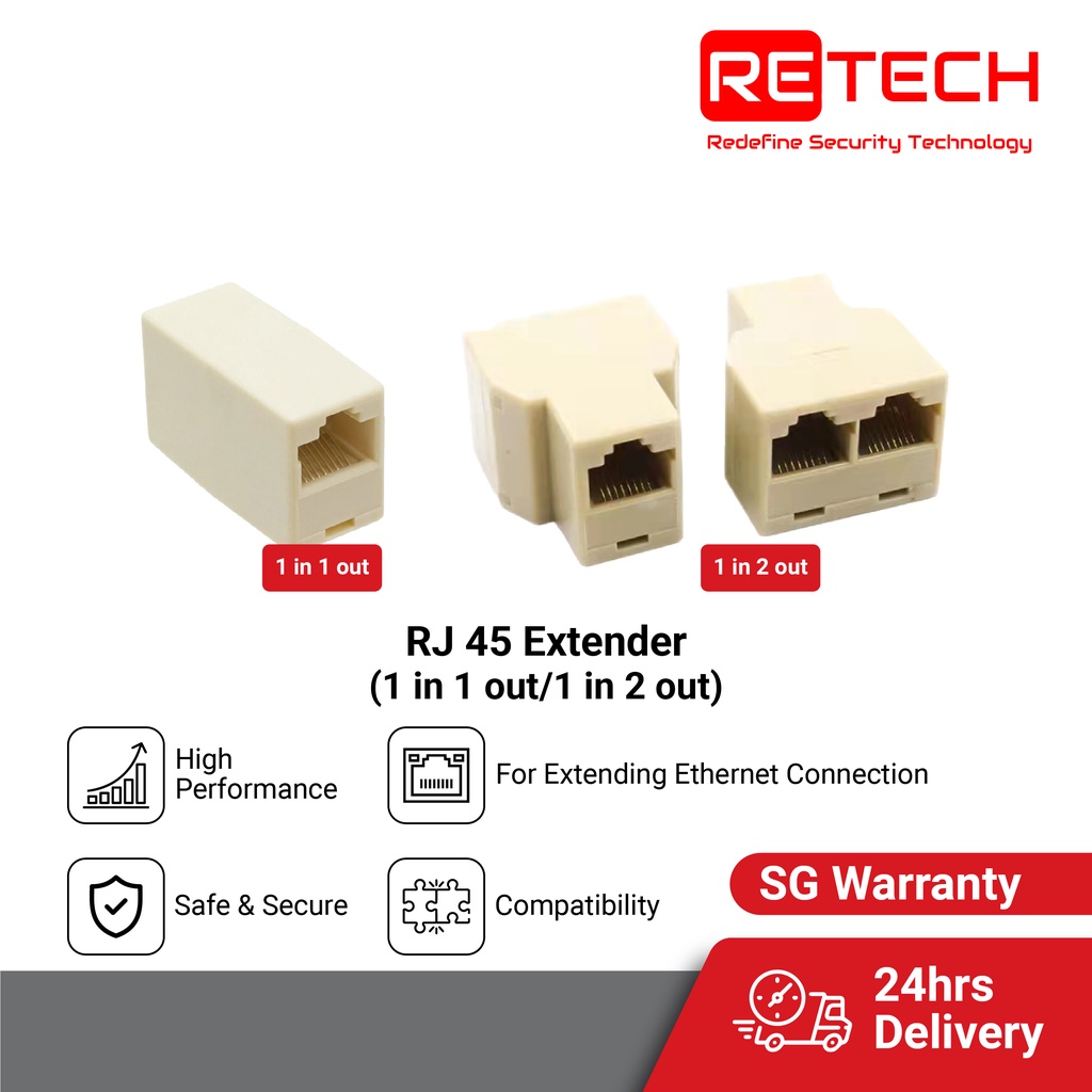 [Retech] RJ45 Extender 1 To 2 /1 To 1/ Lan Ethernet Network Cable ...