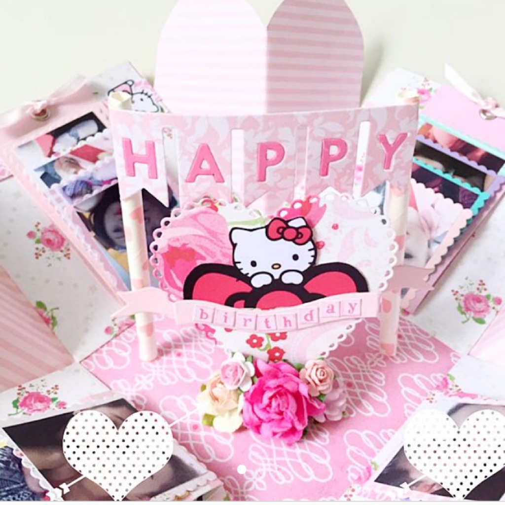 Happy birthday hello kitty explosion interactive photo custom box card ...