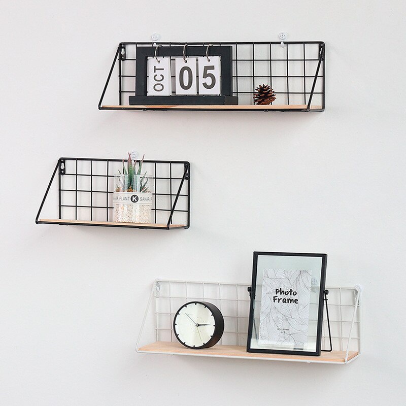 Nordic Style Wooden Shelf Iron Storage Holder Display Box | Shopee ...