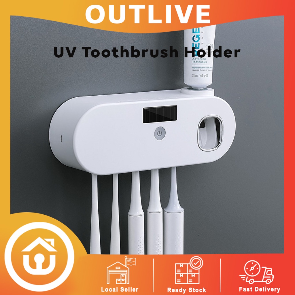 (SG STOCK) UV Toothbrush Dryer Holder Sanitizer Solar Powered ...