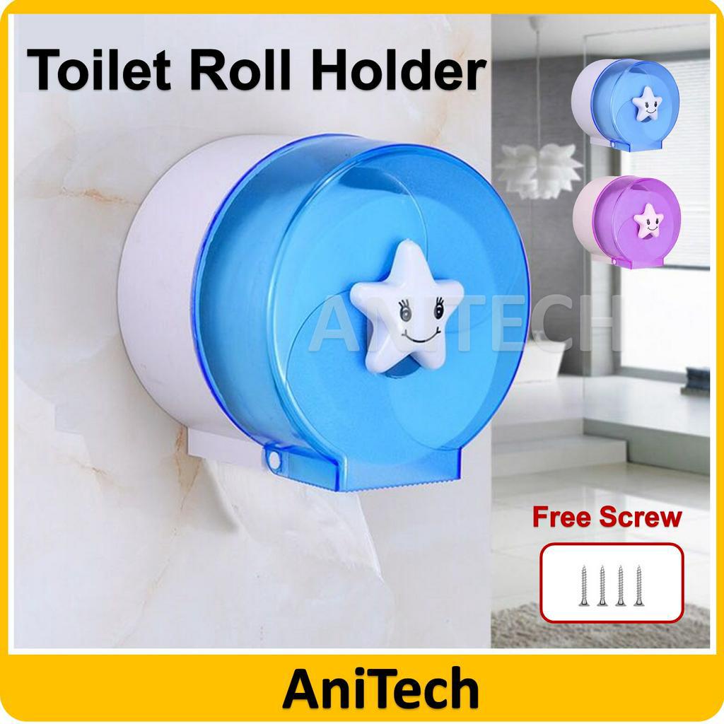 Waterproof Toilet Tissue Paper Roll Holder Wall Mount No-Drill Storage ...