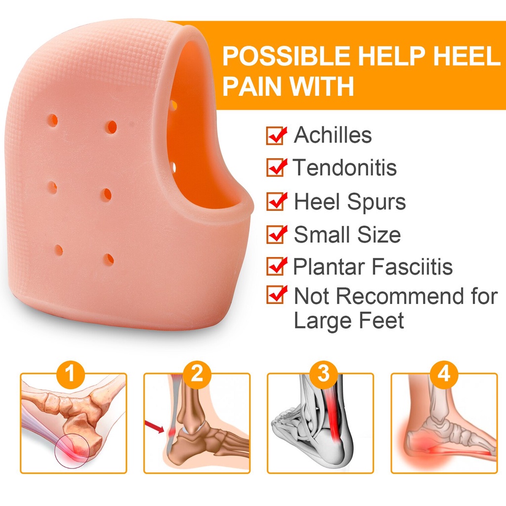 2pcs Silicone Foot Heel Protectors Plantar Fasciitis Inserts Heel Pads ...
