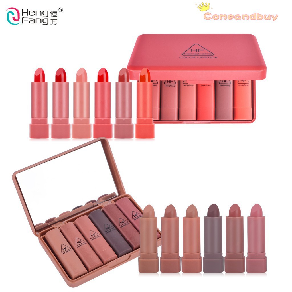 Hengfang 6colors Set Long Lasting Matte Lipstick Set Cosmetic Shopee