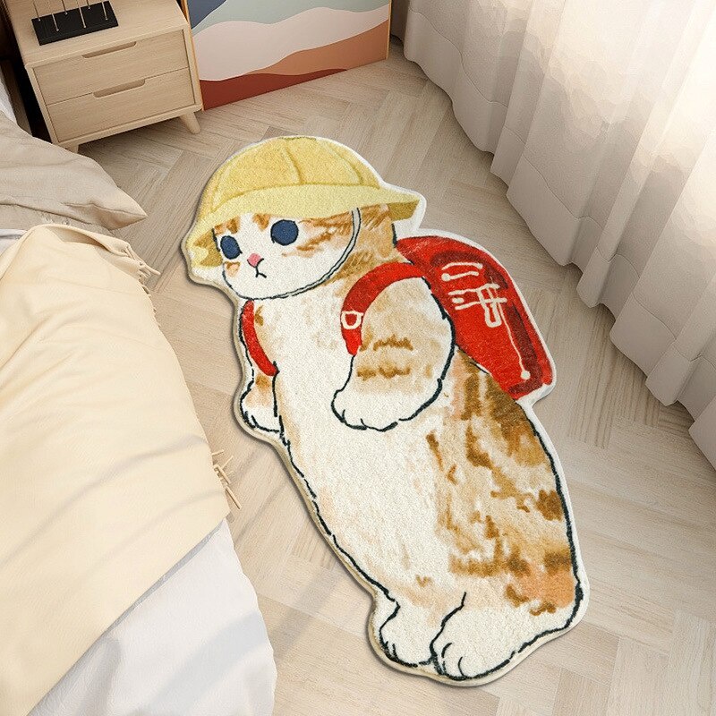 Cartoon Kawaii Cat Carpet Rug Thick Plush Shaggy Fluffy Bedside Carpet ...