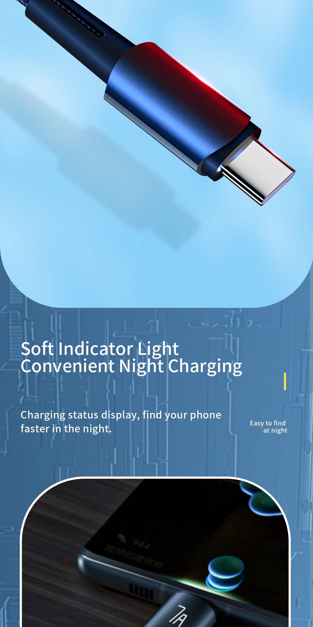 Essager 7A 100W Type c cable charging Led fast charging cable usb to ...