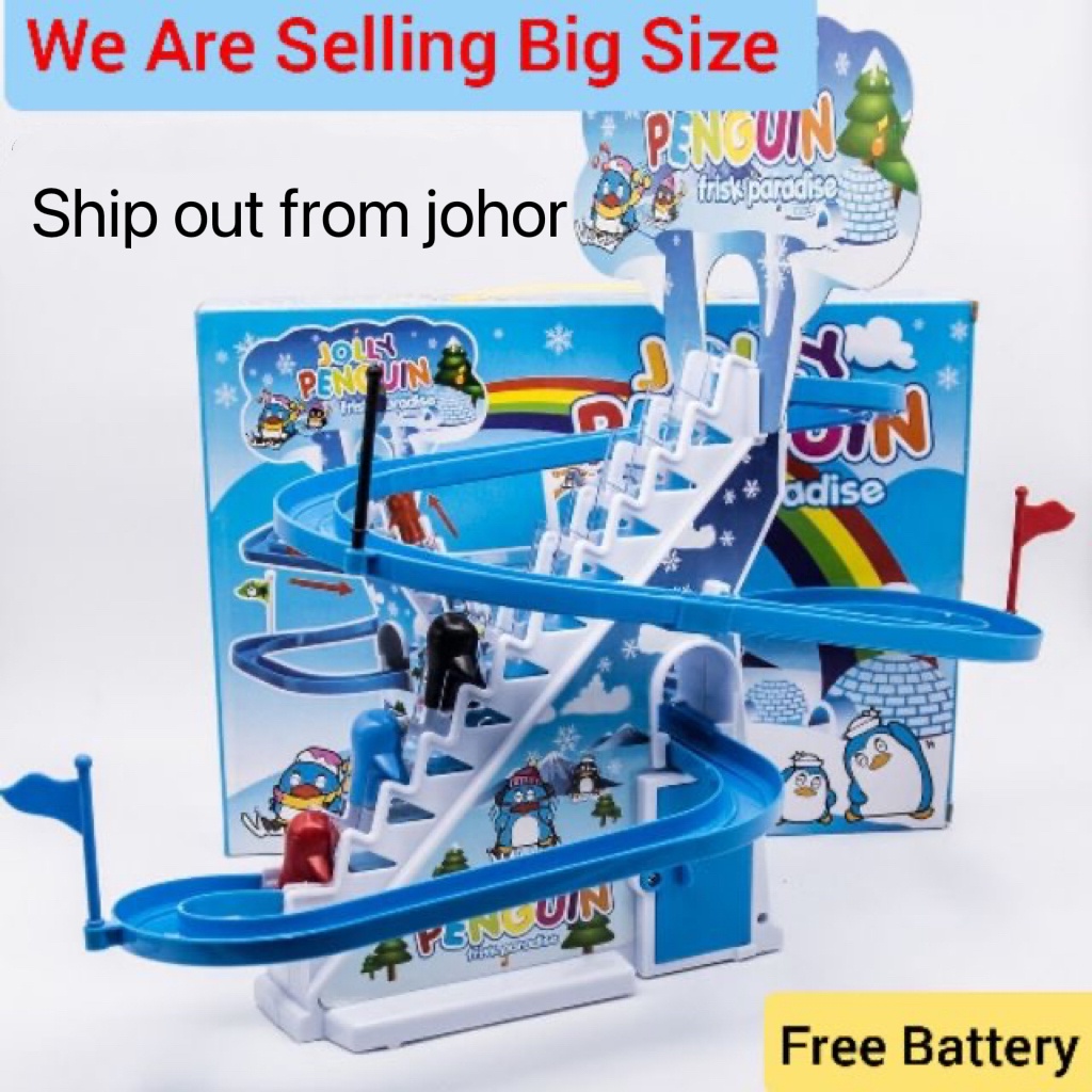 Big Size Jolly Penguin Race Track And Slide Battery Operated | Shopee ...