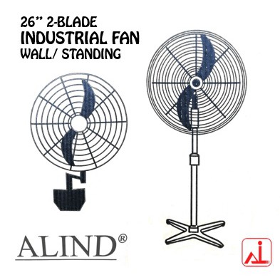 ALIND 26 Inch Industrial Stand/ Wall Mounted Fan (2-Blade Closed Guard ...