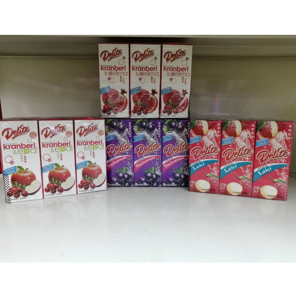 DELITE FRUIT DRINKS ASSORTED PERISA 250ML X 6PCS ( PACK ) | Shopee ...