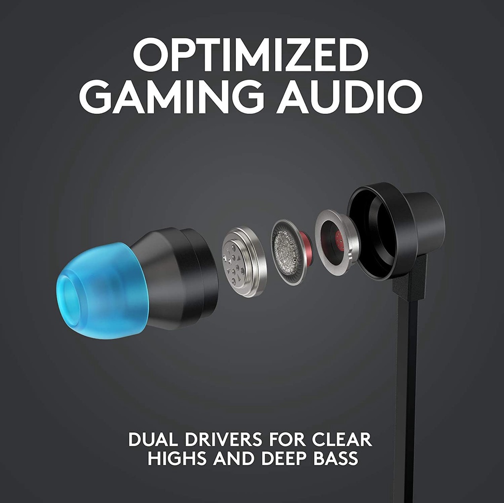 Logitech G333 Gaming Earphones with dual audio drivers, in-line mic and ...