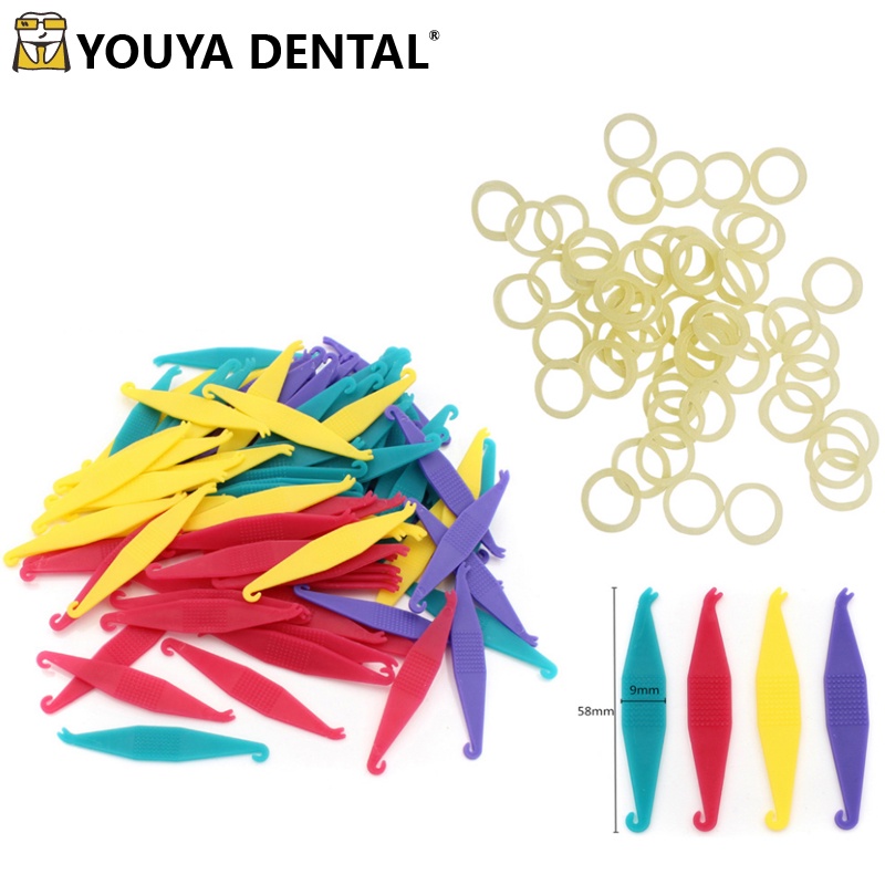 50 bag Orthodontic Elastic Placer For Braces Disposable Rubber Ring Hook Dental Orthodontic ...