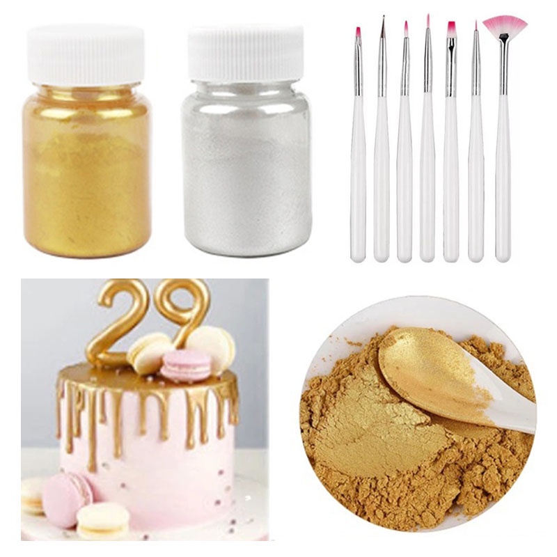 1 Set Silver Edible Glitter Food Coloring Cookie Colorant Macaron Gold ...