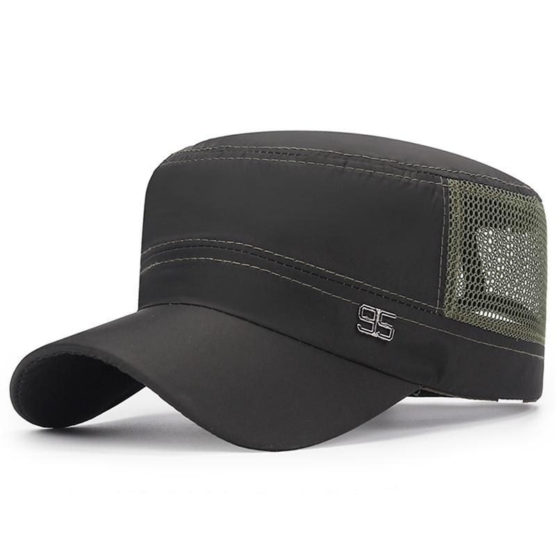 Mesh Army Flat Cap Summer Men Polyester Military Cap Outdoor Sun Hats ...