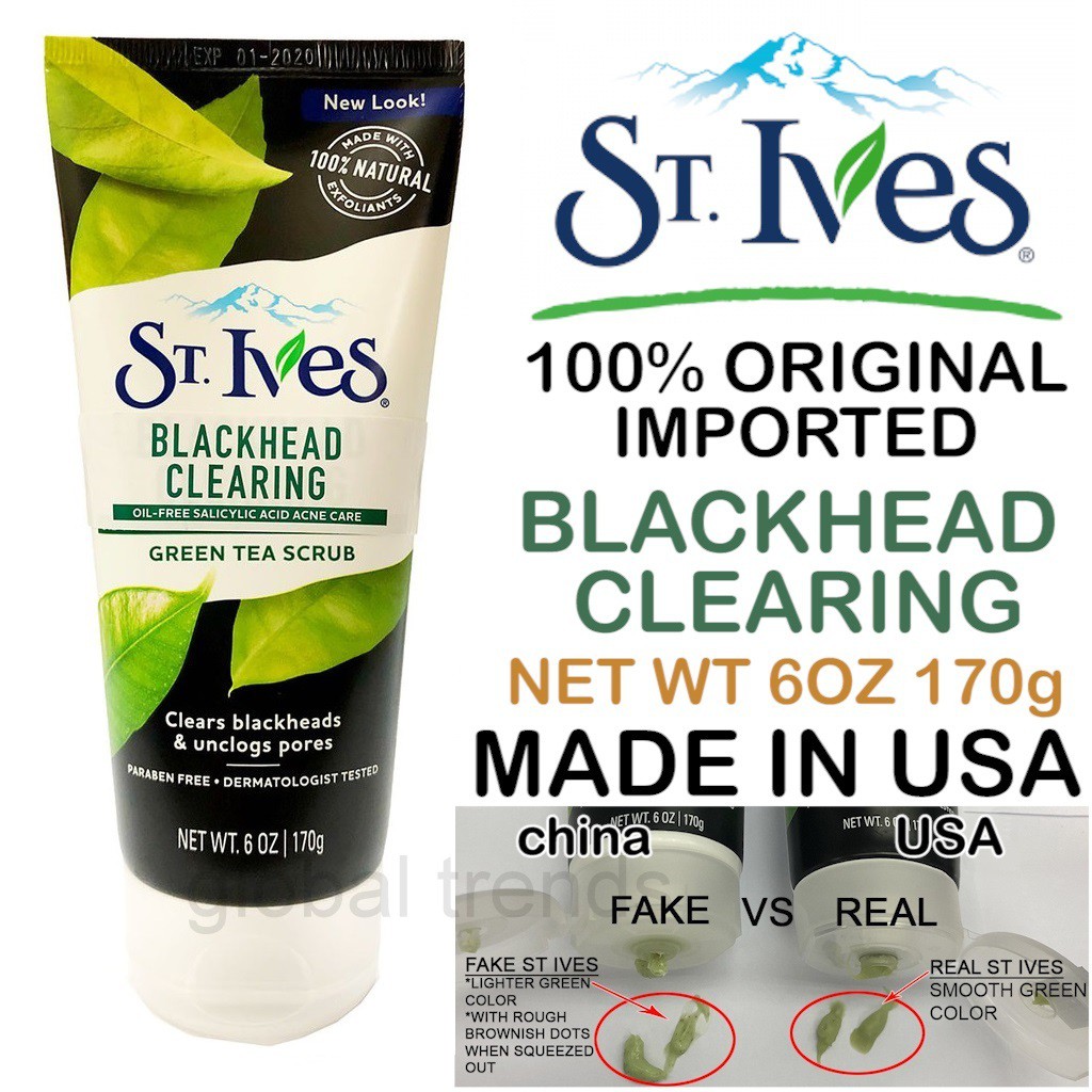 St. Ives Blackhead Clearing Green Tea Face Scrub gel Wash Apricot Scrub ...