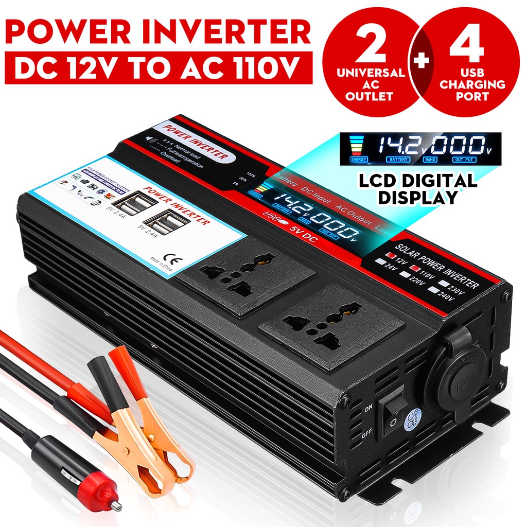 2000W Inverters LCD Display Modified Sine Wave Solar Power Inverters DC ...