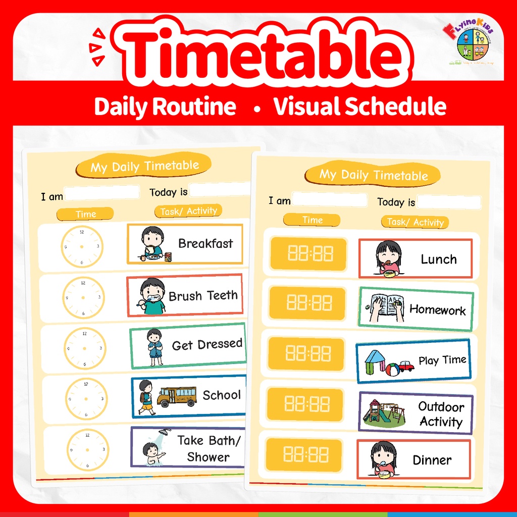Jadual Waktu Harian / Visual Schedule/Daily Timetable/ Schedule ...
