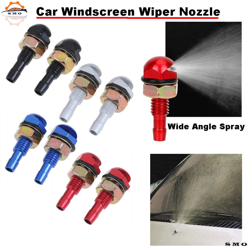 2pcs Universal Car Windscreen Wiper Nozzle Spray Wide Angle Alloy Metal ...