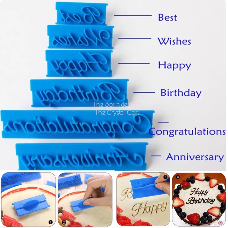 6Pcs Handwriting Letter Guide for Cake Icing Happy Birthday Anniversary ...