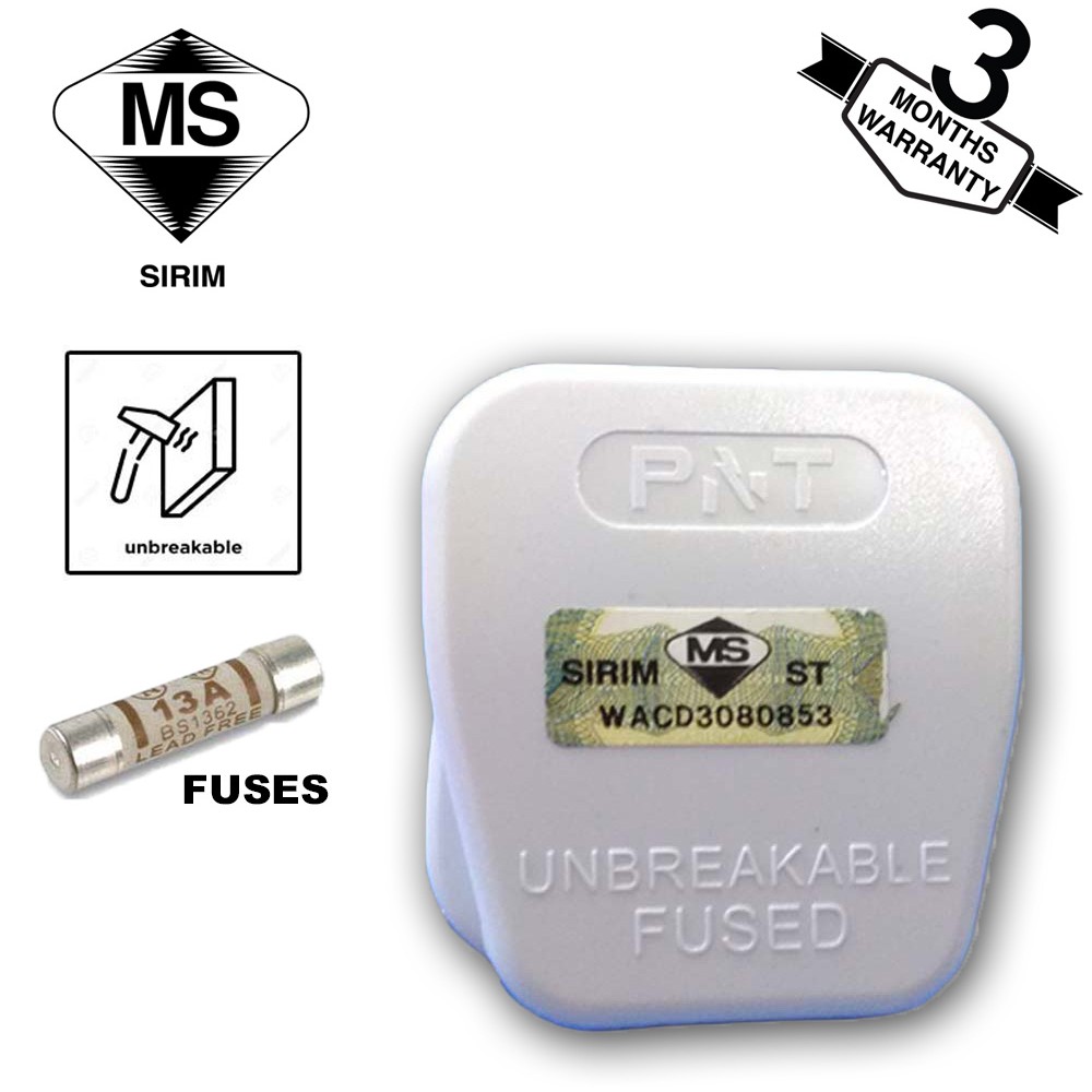 PNT 13 Amp 3 Pin Socket Plug Top - With Sirim / Fused For Safety ...