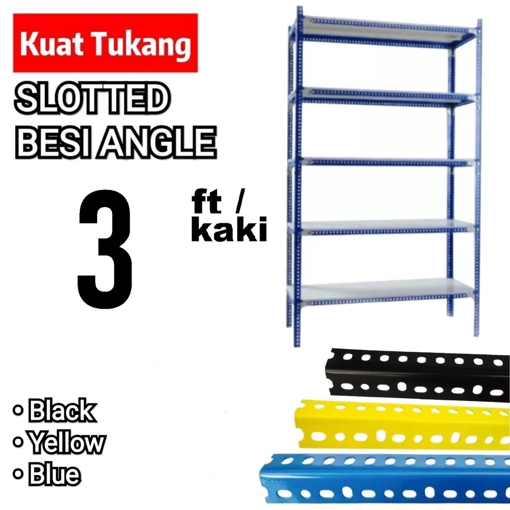 Slotted Angle Bar 3ft / Besi Rak Lubang 3'kaki / Rack / Shelf / Shelves ...