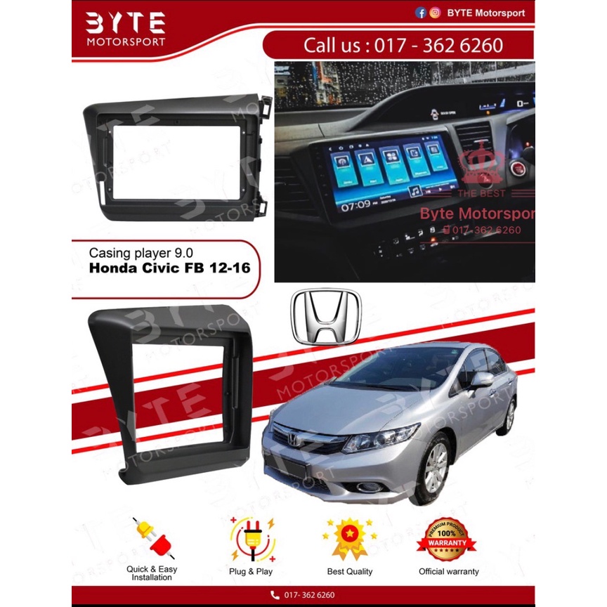 Android Player Casing 9" Honda Civic FB 2012-2016 (Low Spec) (with ...