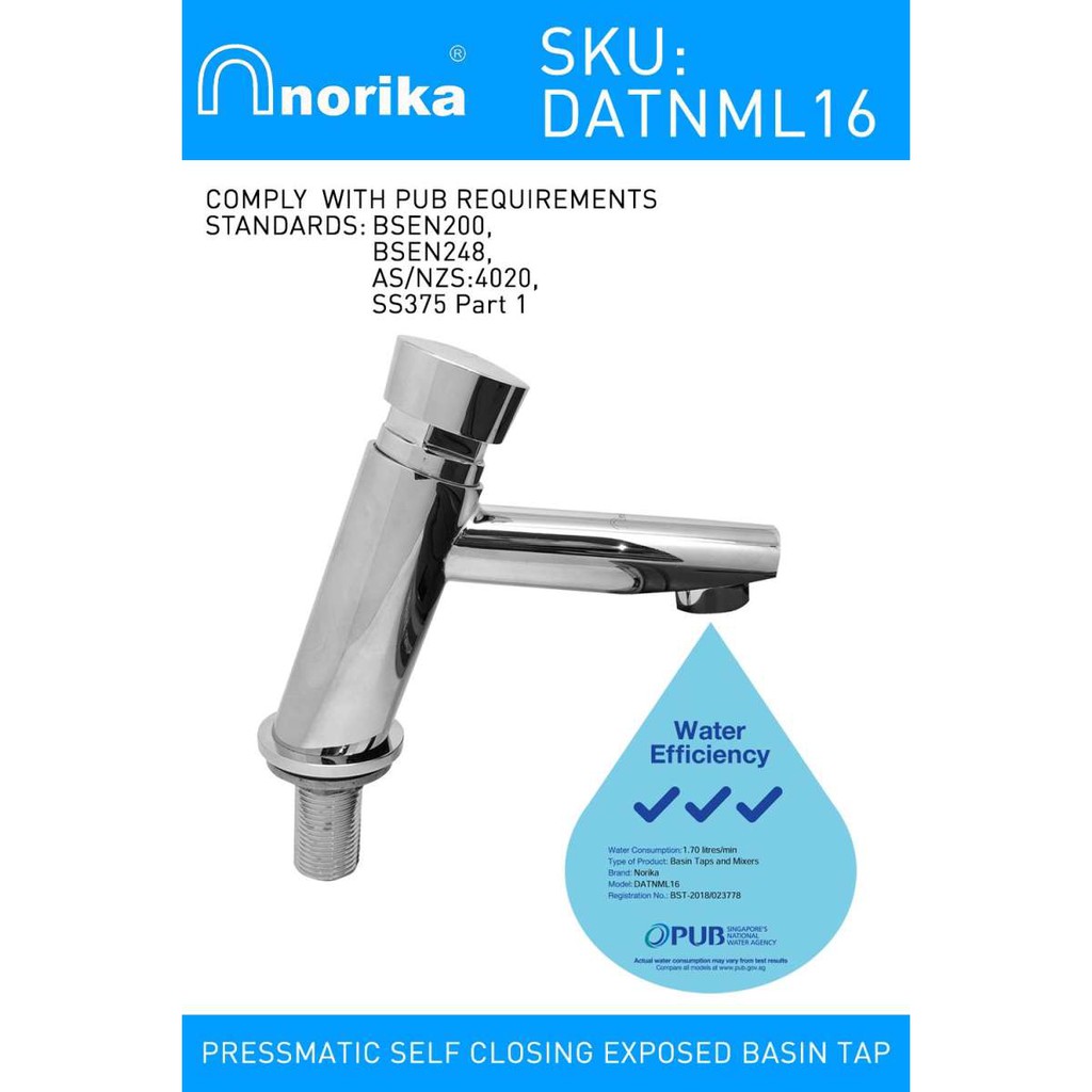 *READY STOCK* NORIKA ® Bathroom Water Saving Pressmatic Self-Closing ...