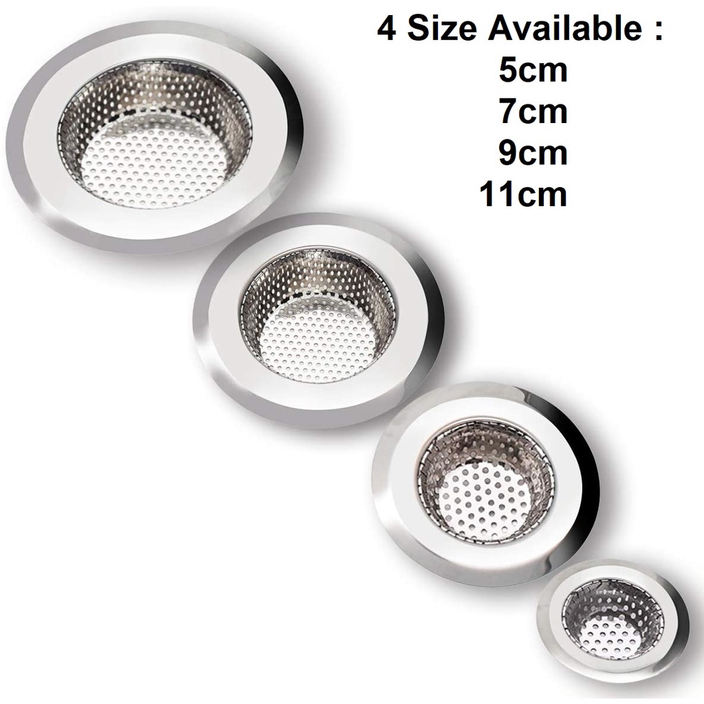 1pc Stainless Steel 5cm / 7cm / 9cm / 11cm Kitchen Mesh Sink Strainer ...