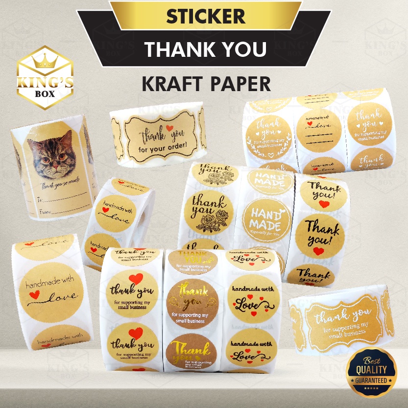 Kraft Paper Sticker- Thank you Sticker Seal Label Thank You for Your ...