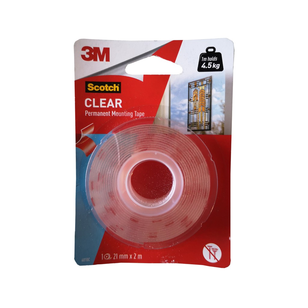 3M Scotch 21mm x 2m 4010C Clear Double Permanent Mounting Transparent Tape 4.5kg | Shopee Singapore