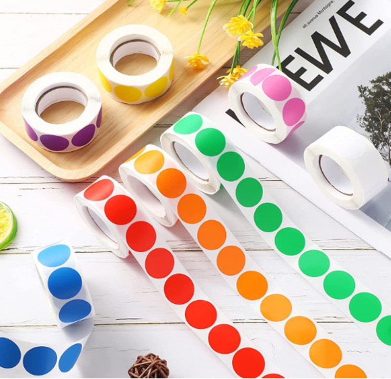 500Pcs/Roll Chroma Label Color Code Dot Labels stickers 1 inch red ...