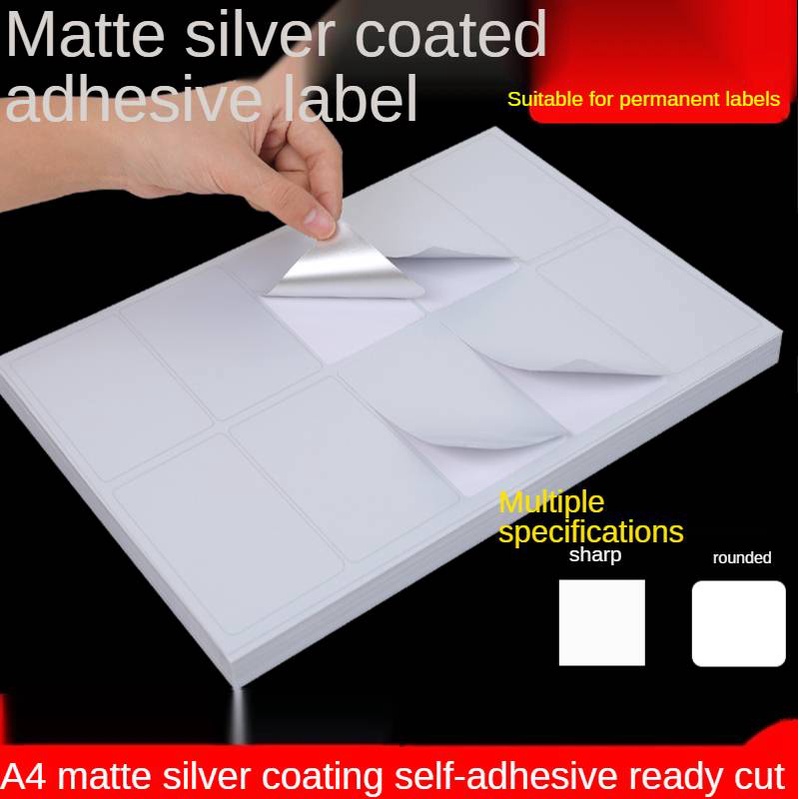 A4 cut Silver label water/oil/torn proof stickers laser inkjet printer ...