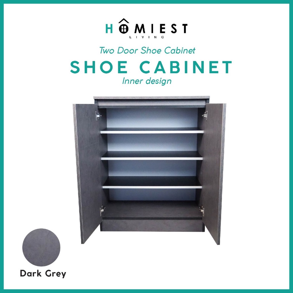 [HOMIEST] PRED 2 Door Shoe Cabinet in Natural / Dark Grey / Cement ...