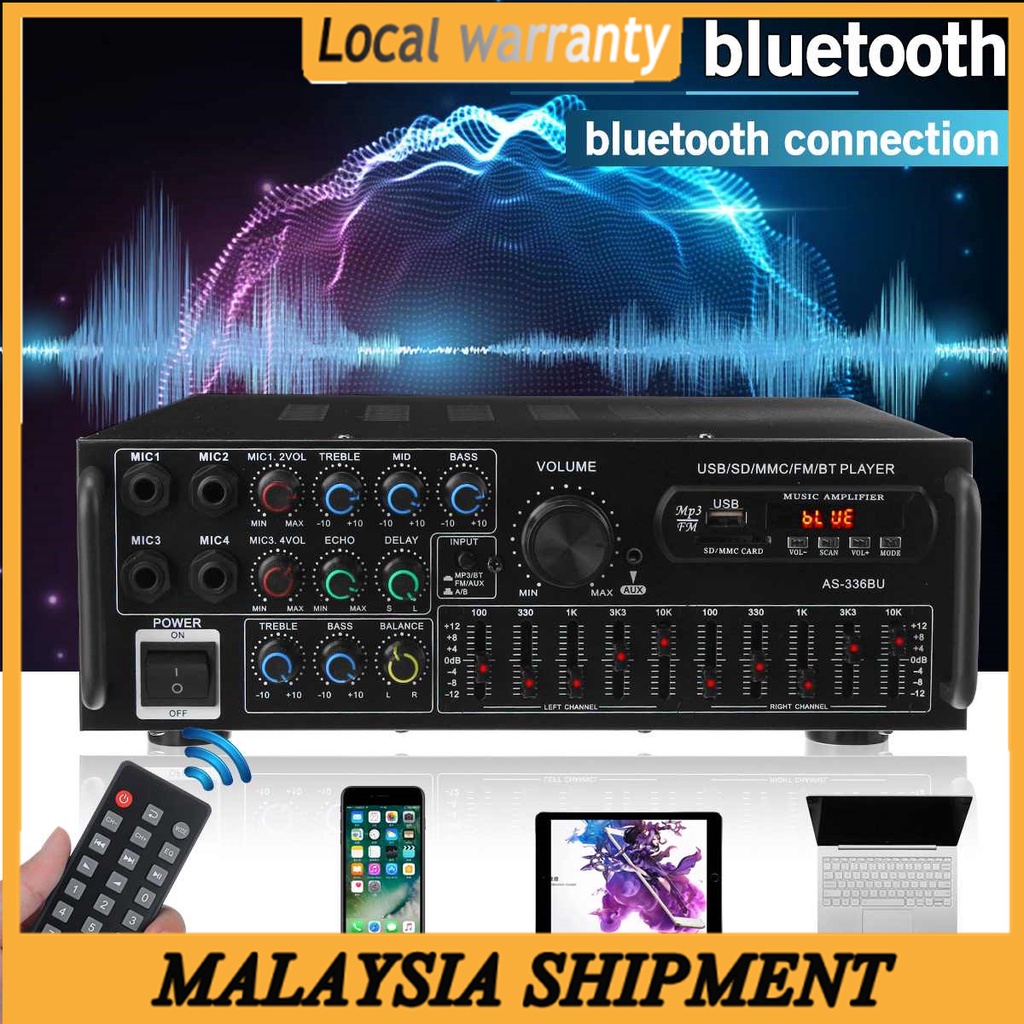 3000W bluetooth Stereo Amplifier Surround Sound USB SD AMP FM DVD AUX ...