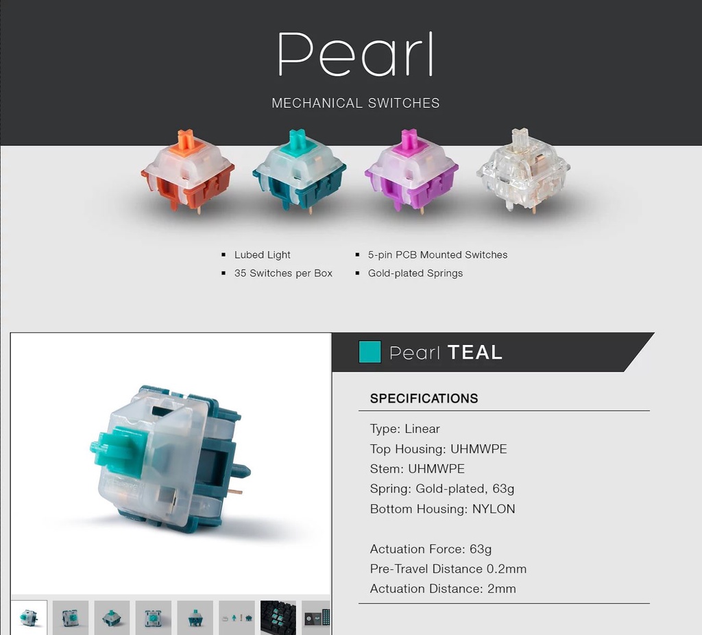 Tecware Switch Pre-lubed Linear keyboard Switches 63g 35pcs | Shopee ...