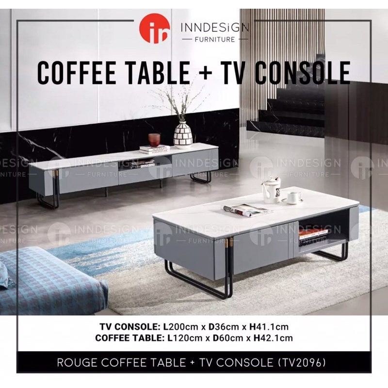 2096 TV CONSOLE/COFFEE TABLE (Free Installation ) | Shopee Singapore