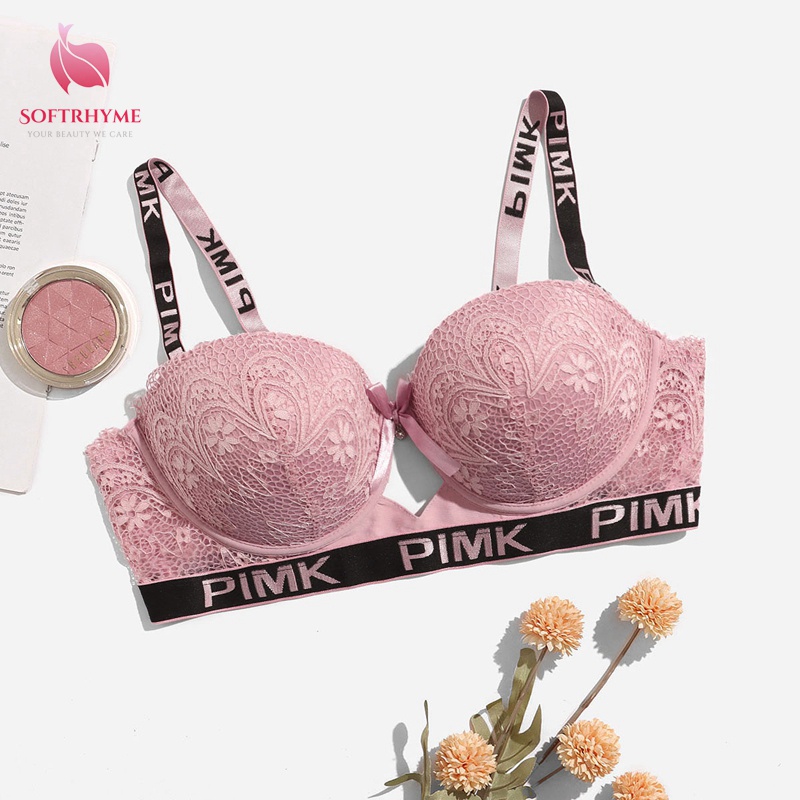 Softrhyme [size 38C-44C] Sponge and Thin Wired Bra Push Up Bra ...
