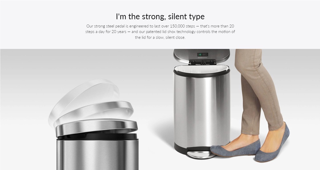 simplehuman 10L Semi-Round Step Trash Bin | Shopee Singapore
