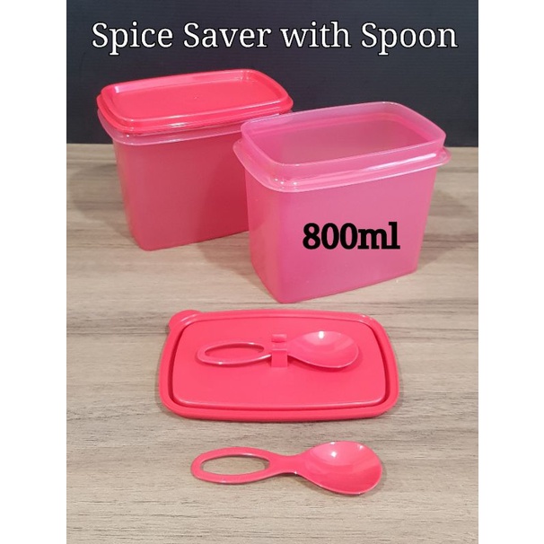 Tupperware Spice Saver with Spoon 800ml (2)14.6cm(L) x 9.5cm(W) x 11 ...