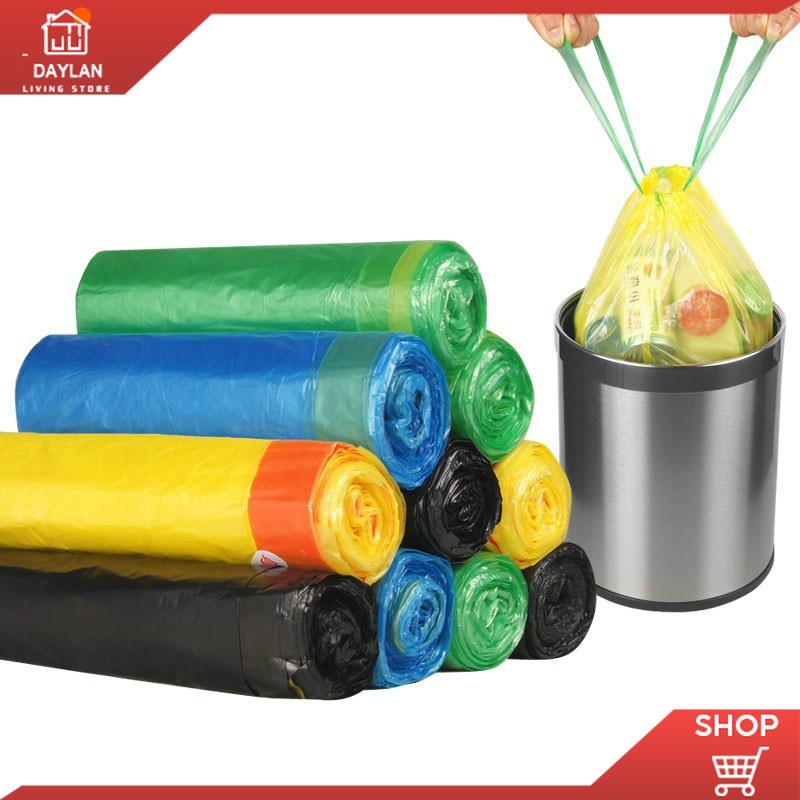 1 Roll/15 Pcs 45*50cm Drawstring Portable Garbage Bag Automatic Closing ...