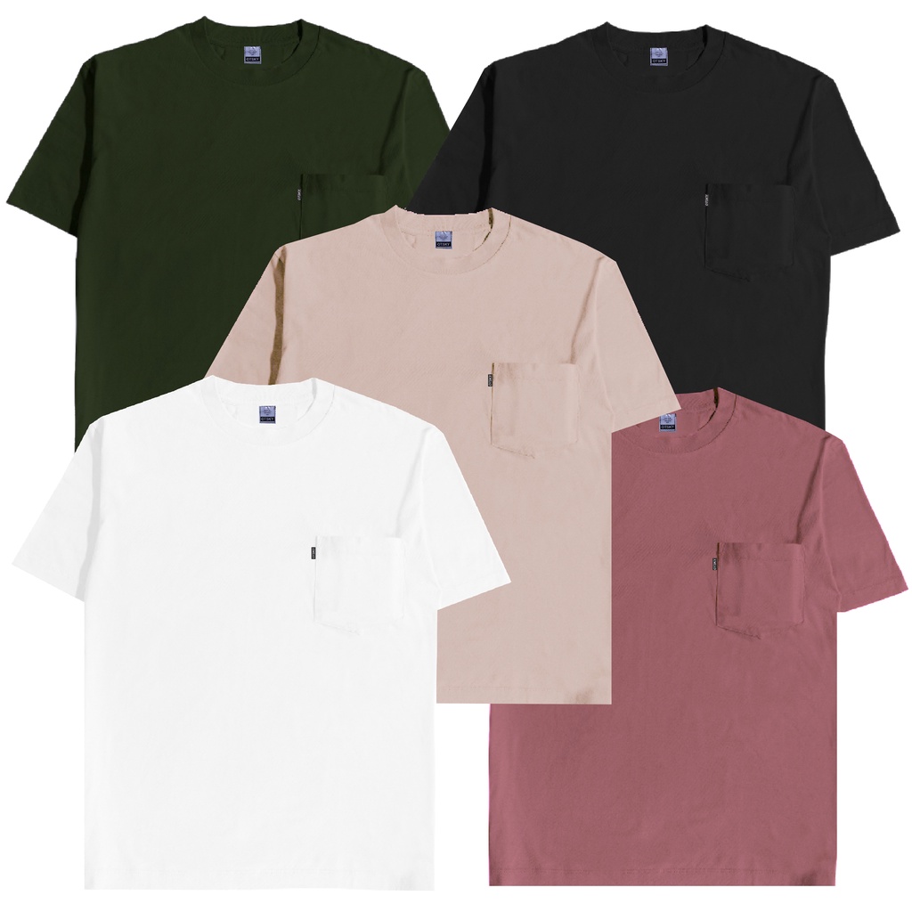 Otsky Men's T-shirt Pocket Cotton Combed 24s Tshirt Vol 1 (A) | Shopee ...