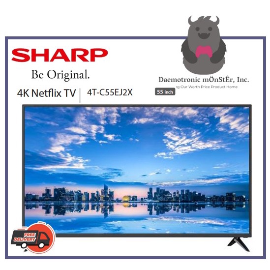 Sharp 55" Frameless Smart TV 4T-C55EJ2X - FREE Digital Antenna | Shopee ...