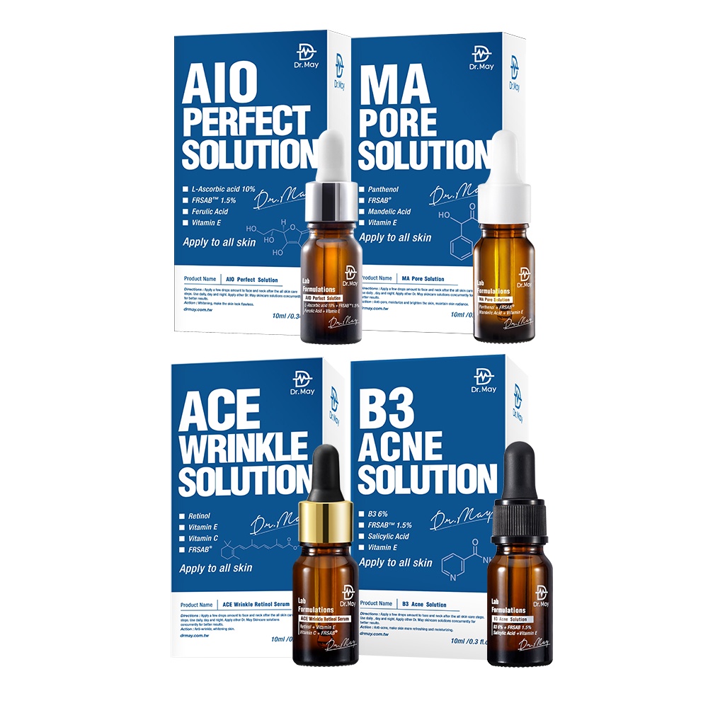 DR.MAY B3 Acne / AIO Perfect / ACE Wrinkle /MA Pore / Upgrade Pro Acne Solution 10ml /B3 Pro ...