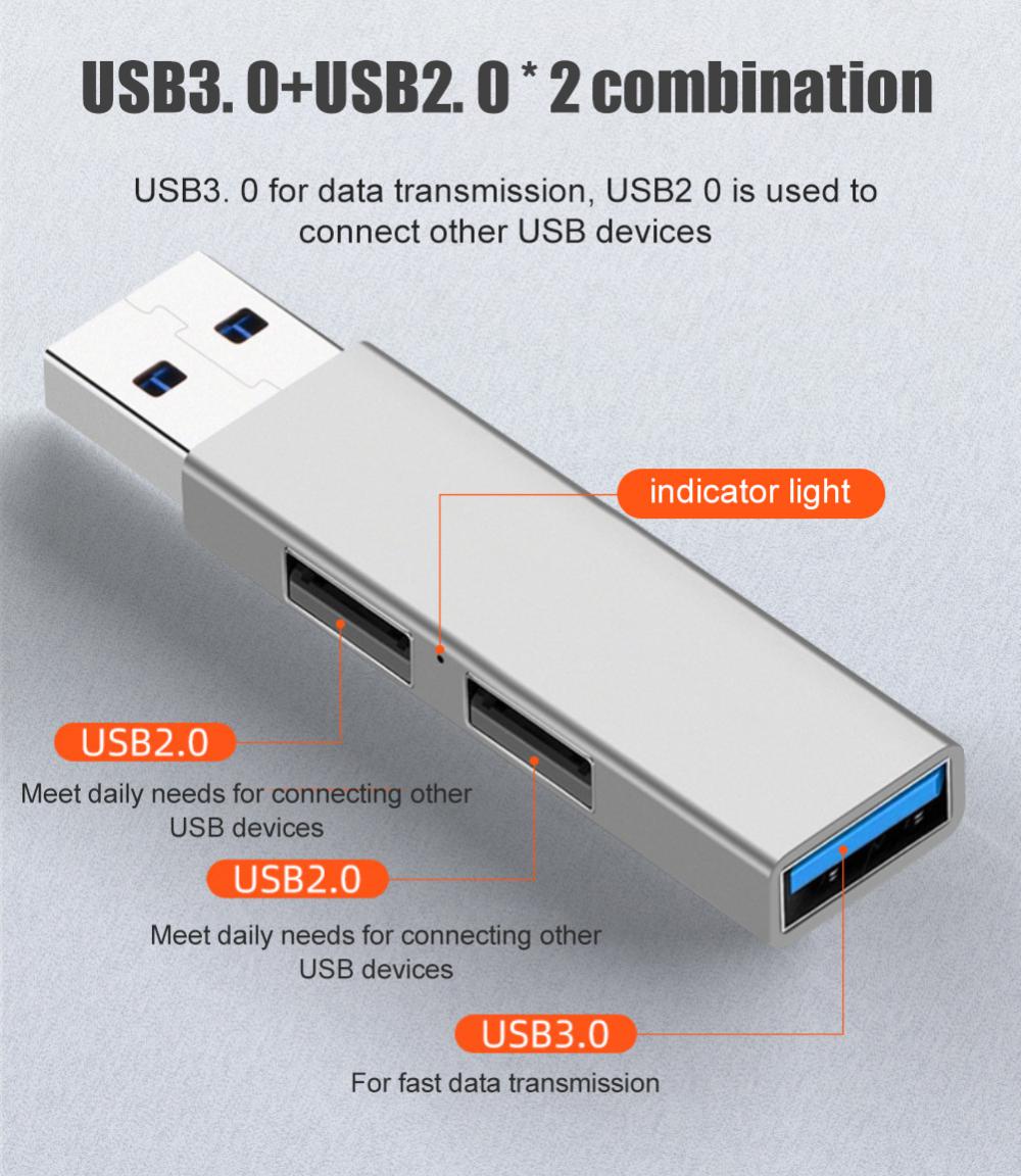 USB 3.0 Hub USB Hub 2.0 Multi USB Splitter Hub Use Power Adapter 3 Port ...