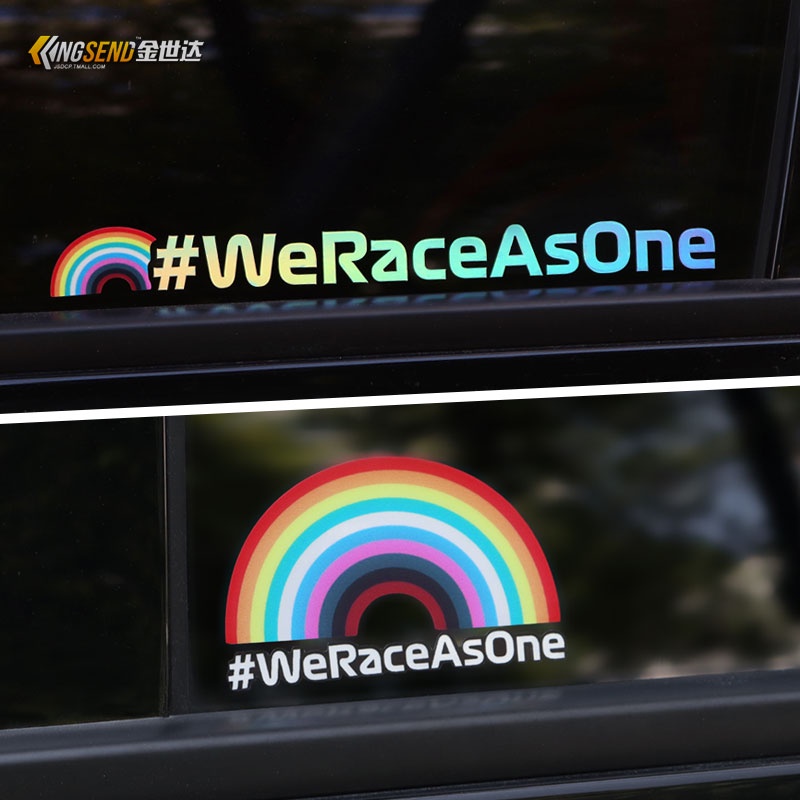 Rainbow F1 Safety Interior Car Sticker Personality Reflective Window ...