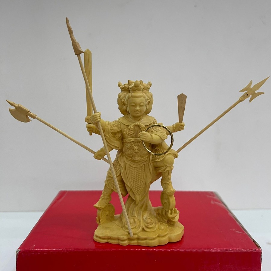 KAYU Statue of the god naca / naca / nacha - 3 faces - wood - 4 inch ...