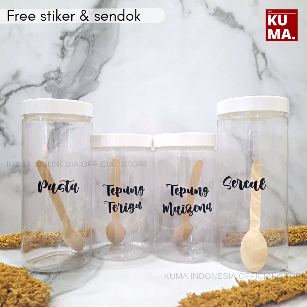 Plastic Jar Free Spoon Sticker 1000ml 1300ml Aesthetic | Shopee Singapore