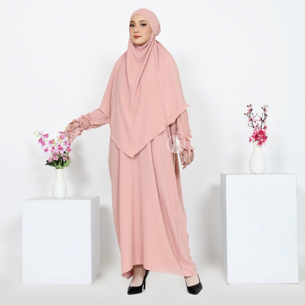 Gamis Set Khimar Jumbo French Yeerim Luxury Can Umrah And Wear/Latest ...