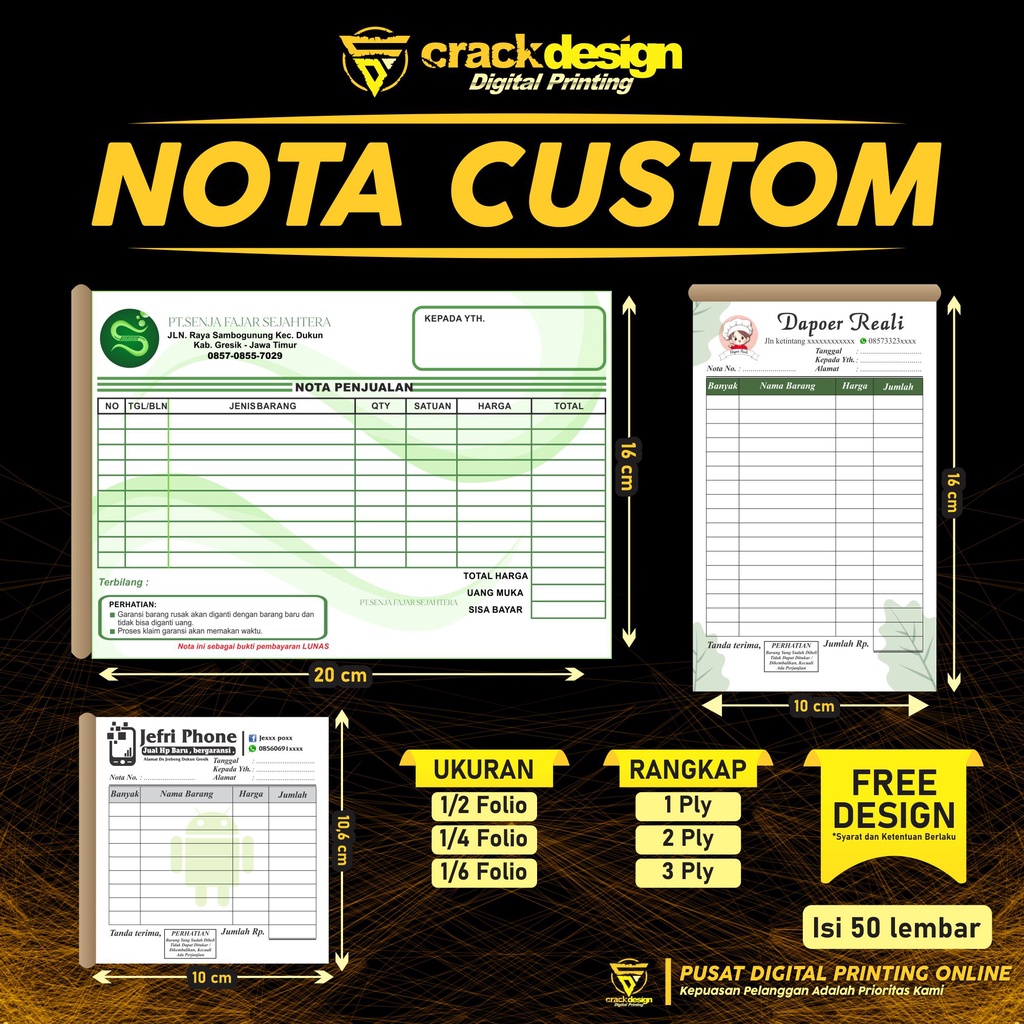MINIMAL Print SHOP NOTES / OLSHOP NOTES / BON NOTES / RECEIPT / INVOICE ...