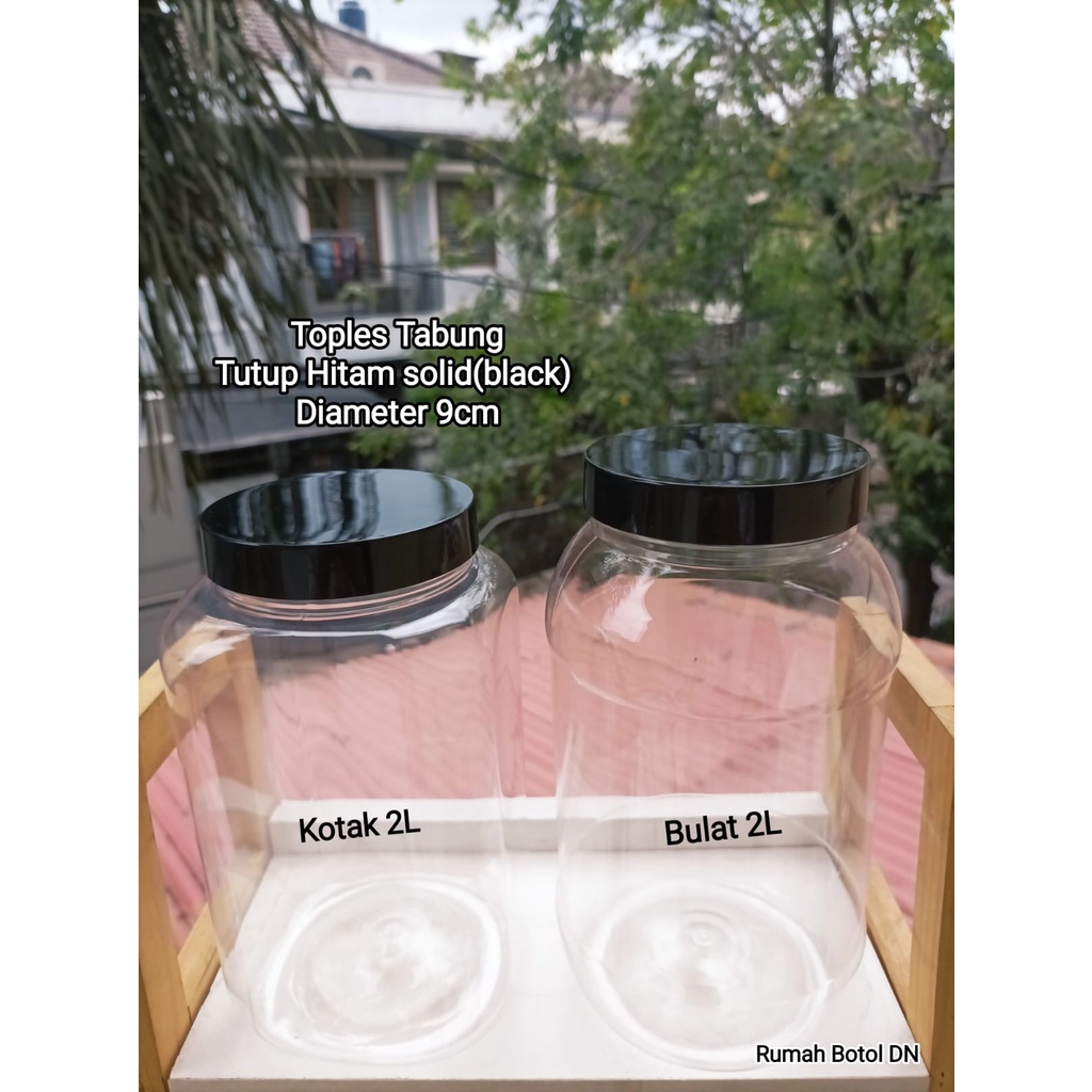 HITAM 2 LITER SQUARE & TUBE JAR SOLID BLACK CLEAR LID (BLACK SOLID ...